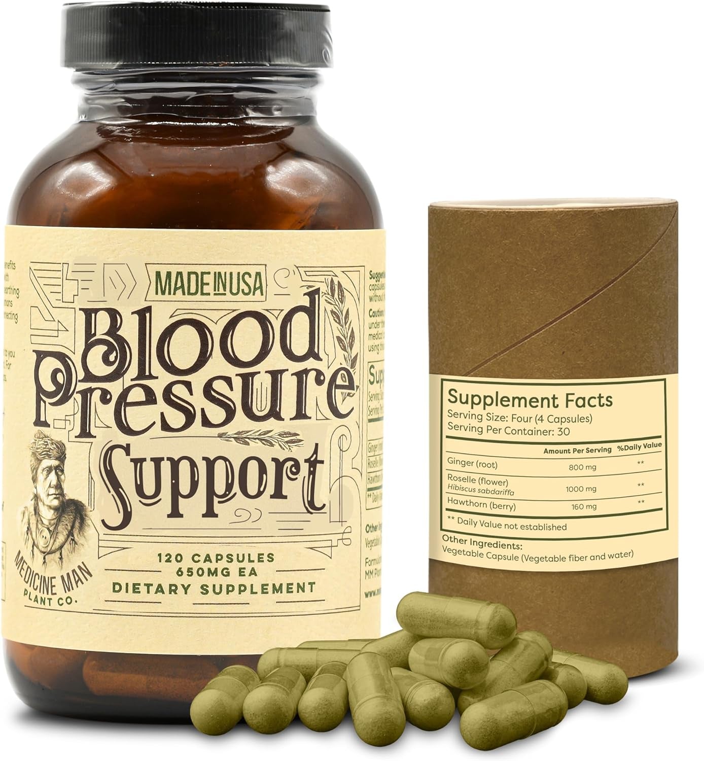 Medicine Man Plant Co. Blood Pressure Support 120 Capsules - Natural H ...