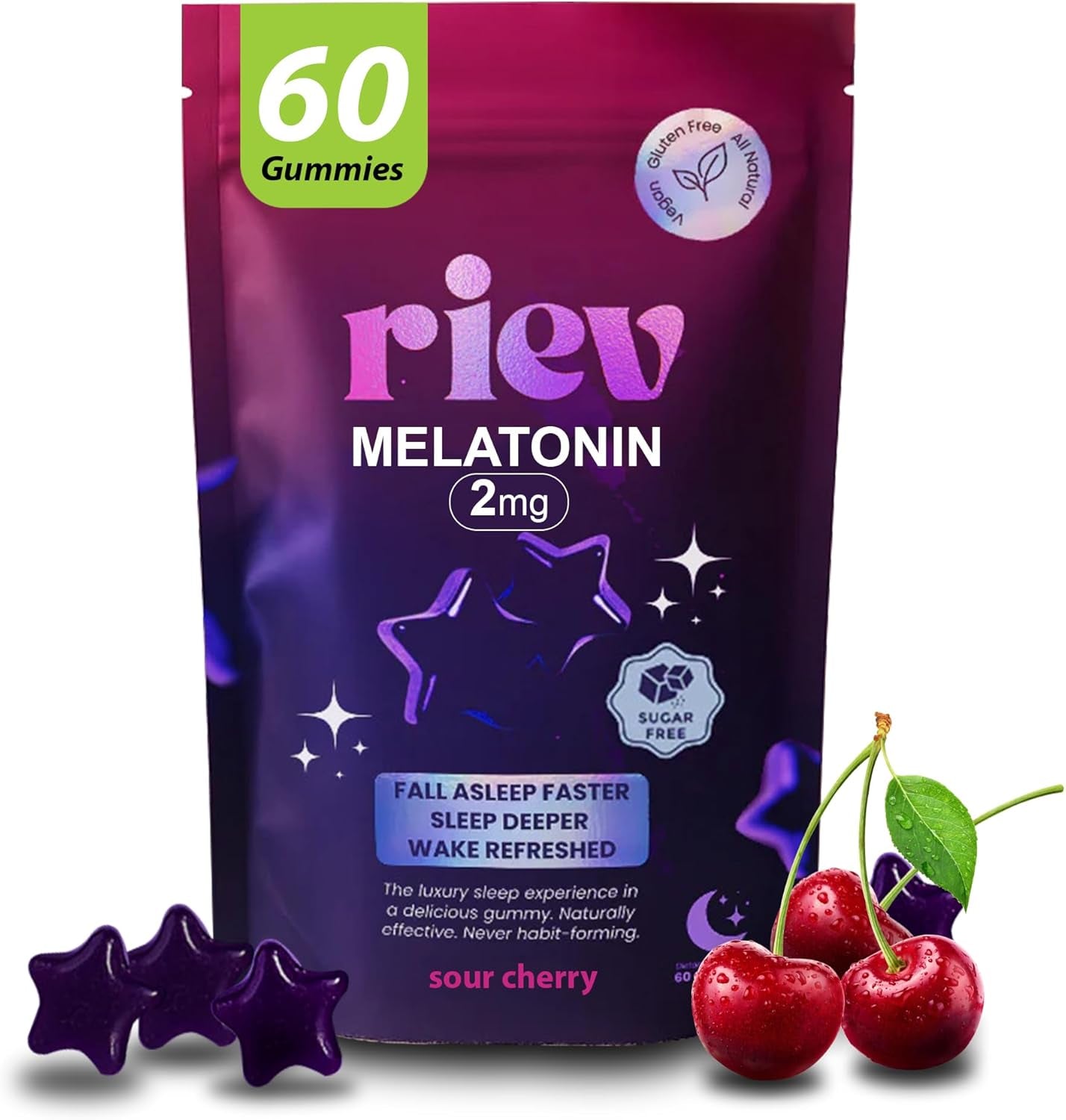 Riev Perfect Dose Melatonin Sleep Gummies - 2Mg per Serving, Gentle Ni ...