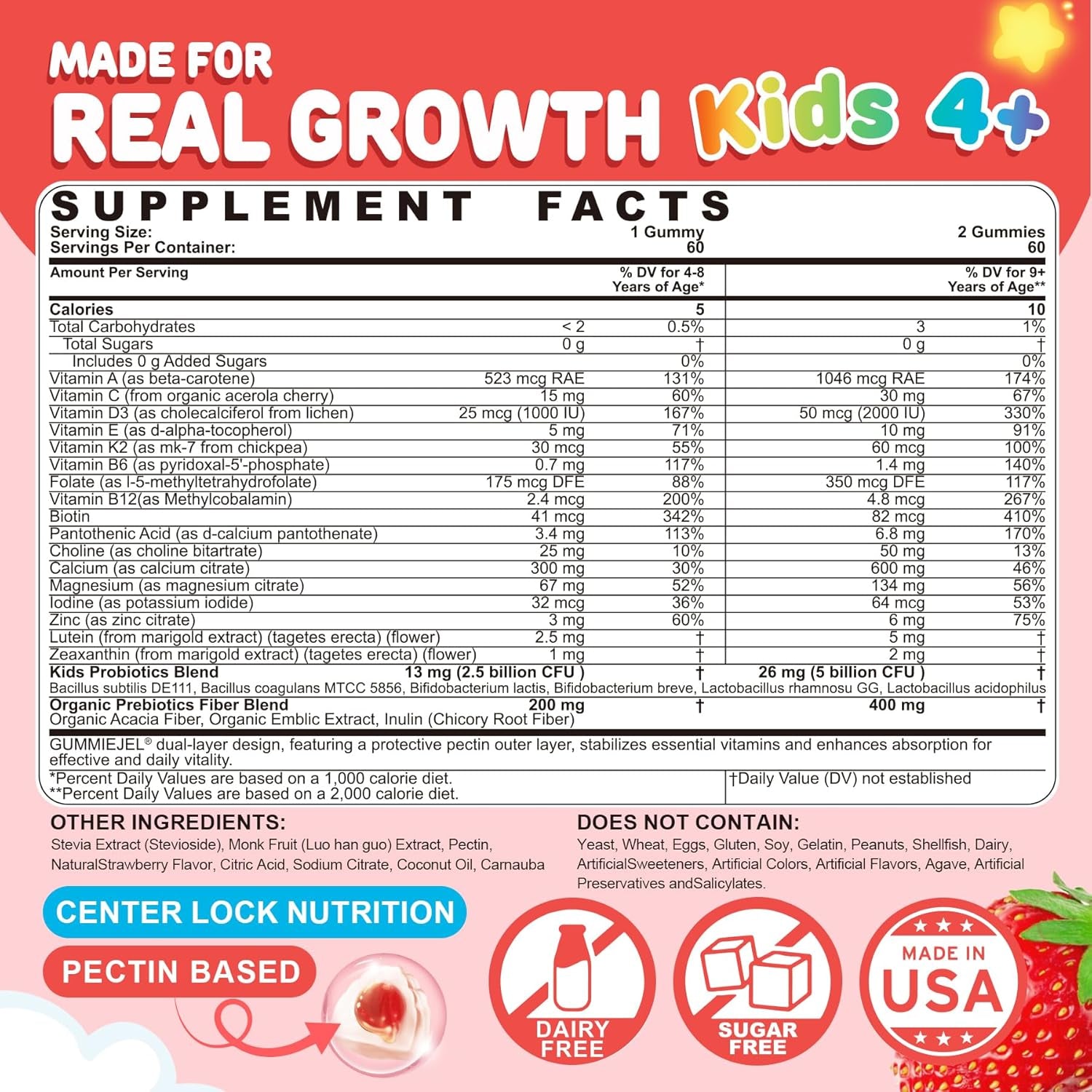 NEVISS Kids Methylated Multivitamin Gummies with Calcium, Probiotics V ...