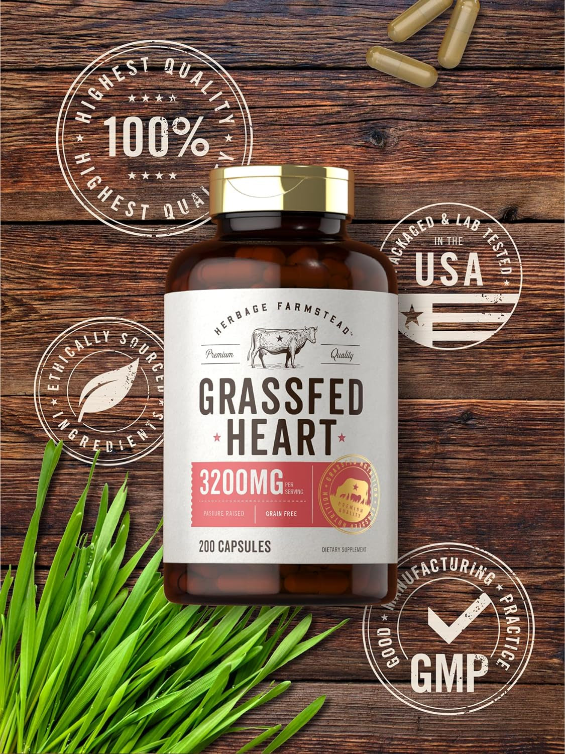 Carlyle Grass Fed Beef Heart Supplement | 3200Mg | 200 Count | Desicca ...