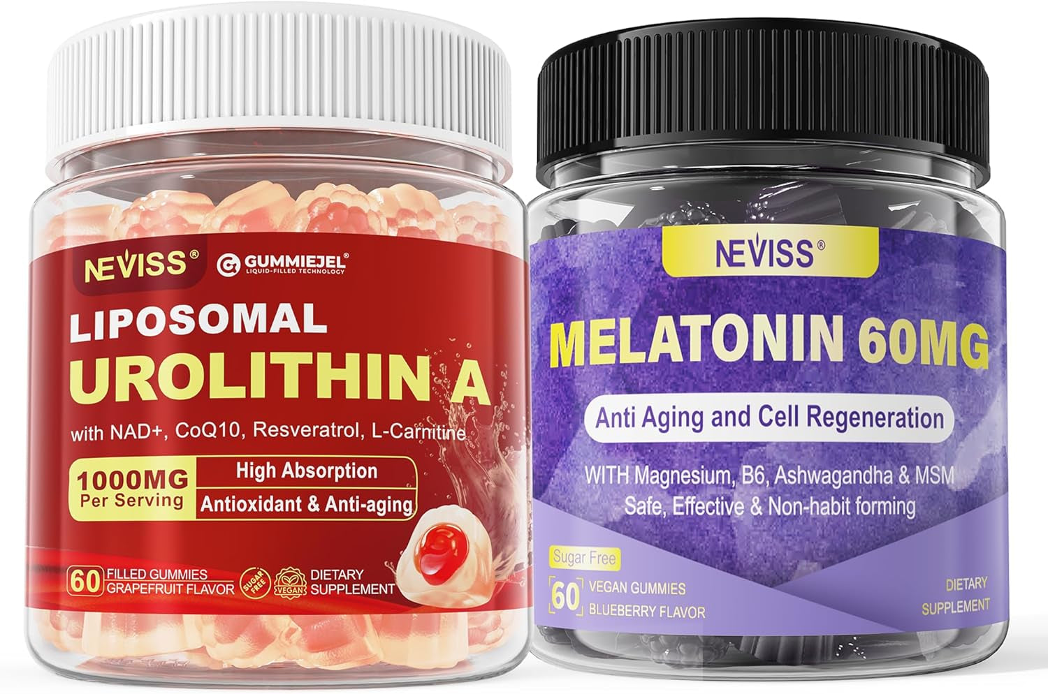 NEVISS Melatonin Gummies 60Mg + Urolithin a 1000Mg Gummies – SuppsWorld