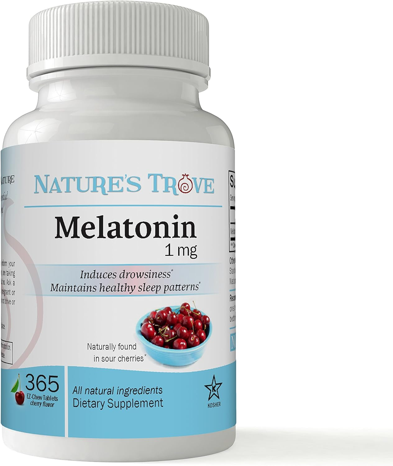 Melatonin 1Mg by Nature'S Trove - 365 Ez-Chew Tablets Cherry Flavor ...