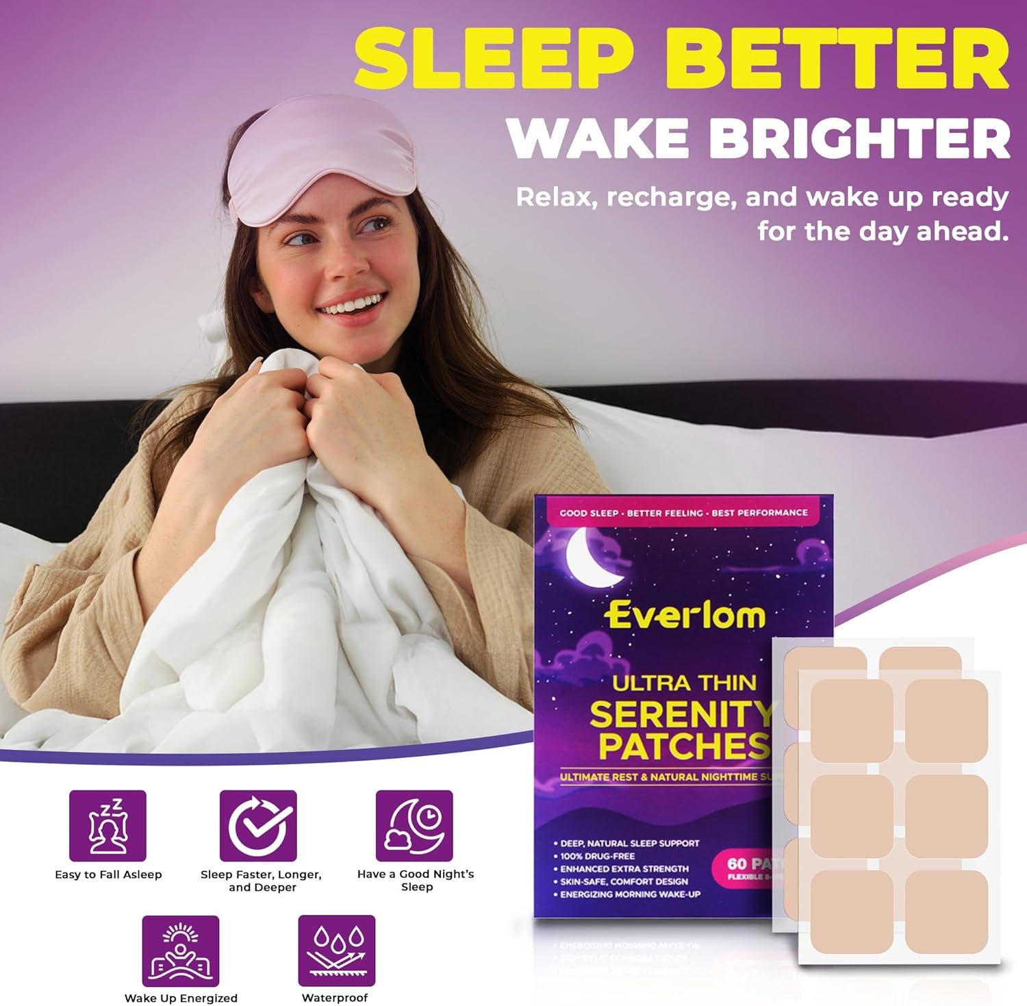 Sleep Patches for Adults Extra Strength: 60-Pack Melatonin Aid for Nig ...