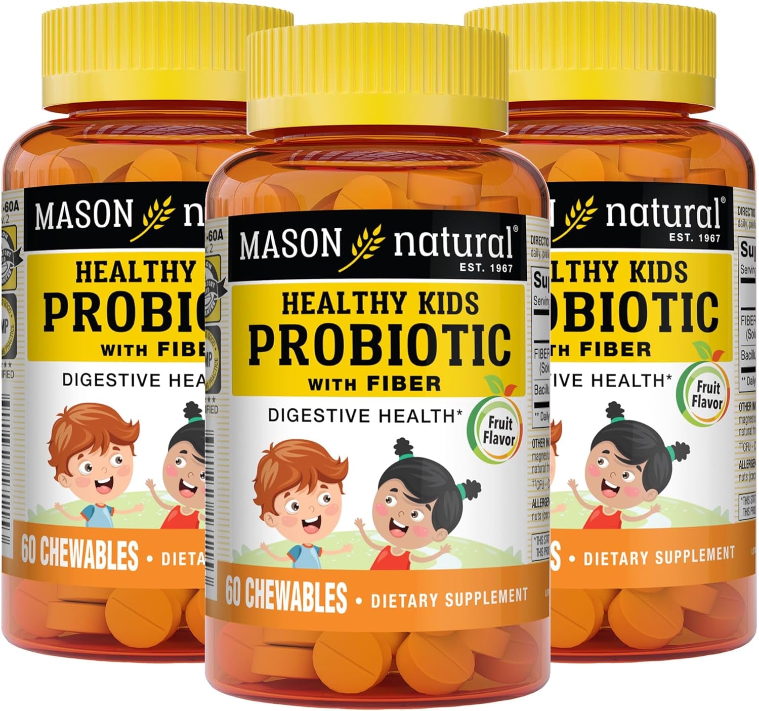 MASON NATURAL Healthy Kids Probiotic with Fiber – 60 Capsules – SuppsWorld