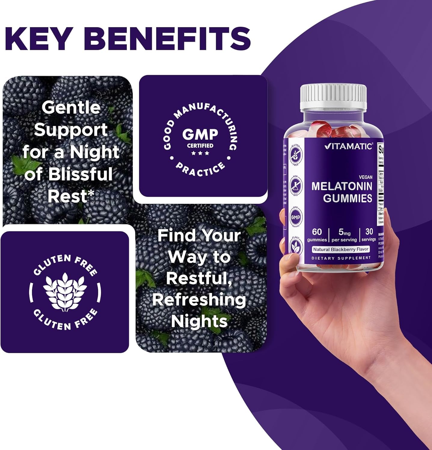 Vitamatic Melatonin Gummies for Kids & Adults - (2.5 Mg 5 Mg & 10 Mg D ...