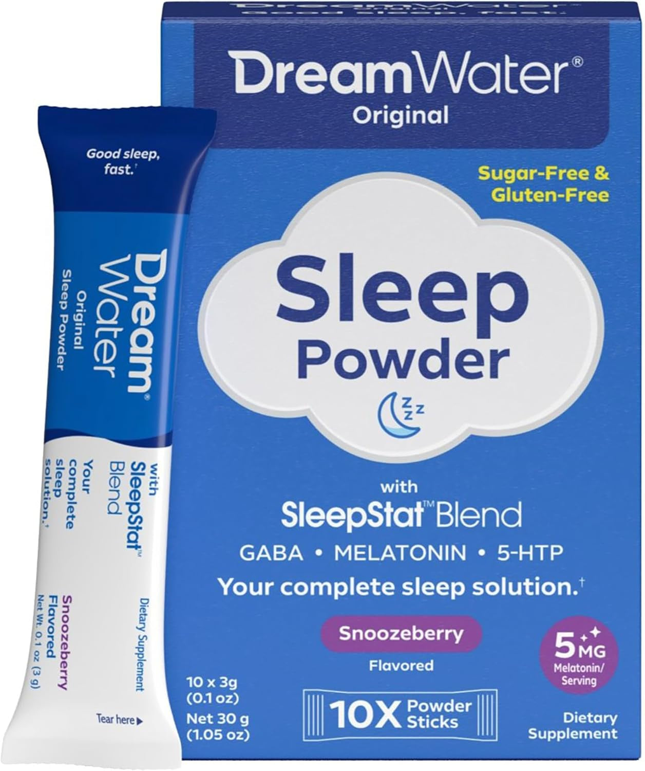 Dream Water Sleep Powder - Sugar-Free, Gluten-Free, Natural Flavors; B ...