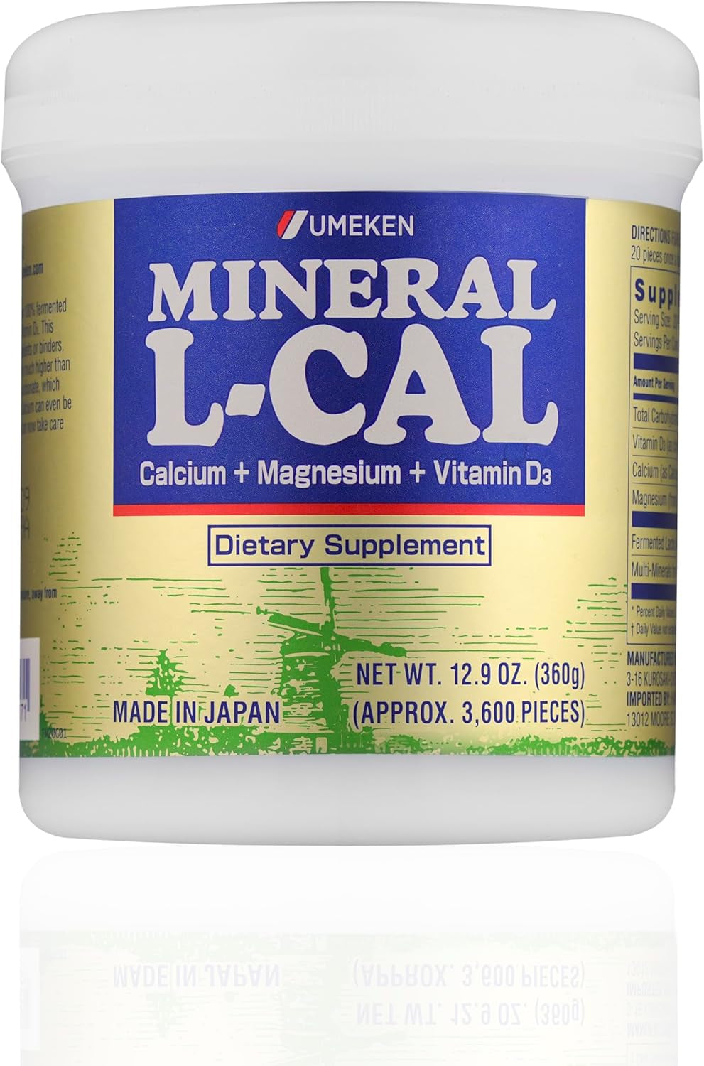 Mineral L-Cal Supplement, Large Bottle, 6 Month Supply, Enriched with ...