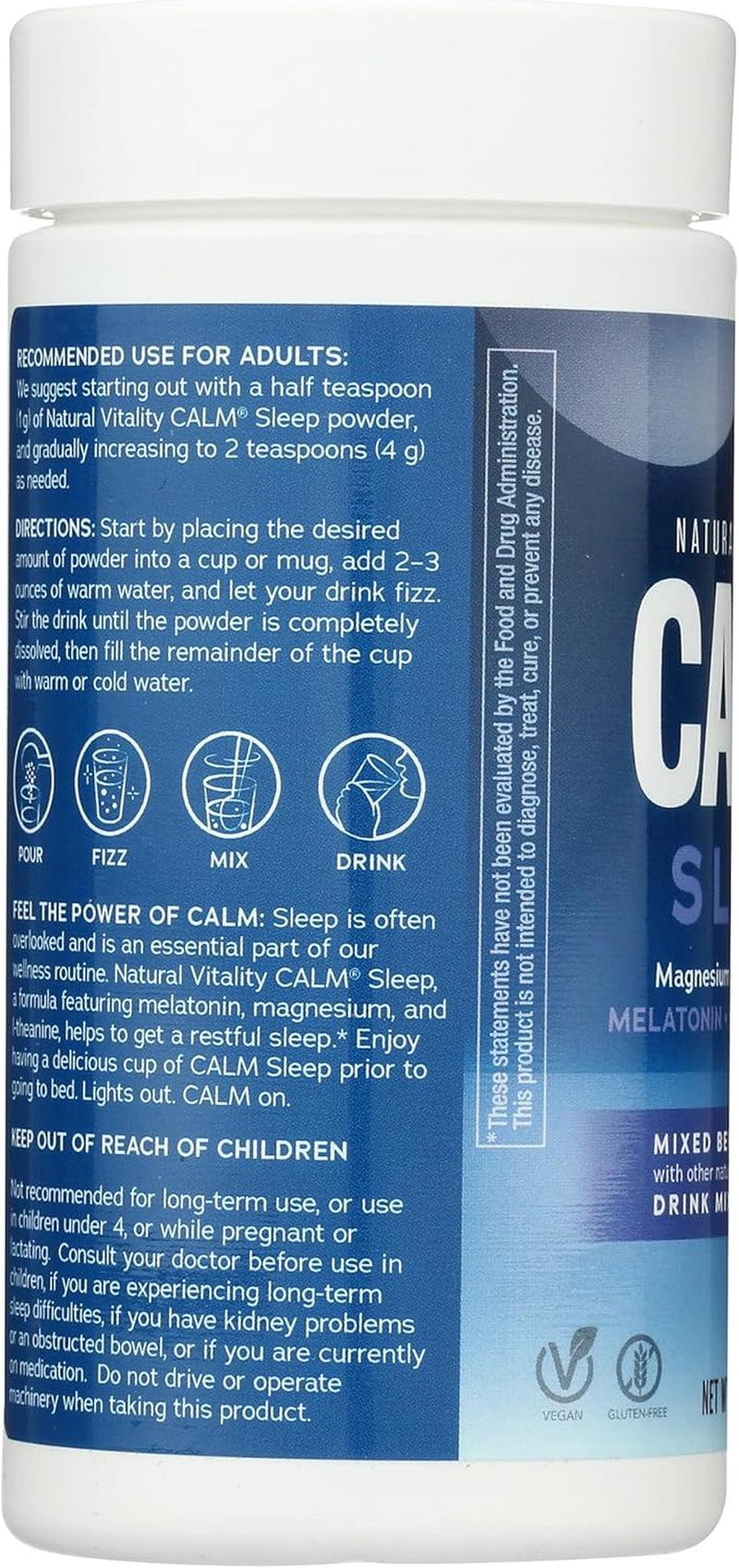 Natural Vitality Calm Sleep Drink Mix with Magnesium and Melatonin, Mi ...